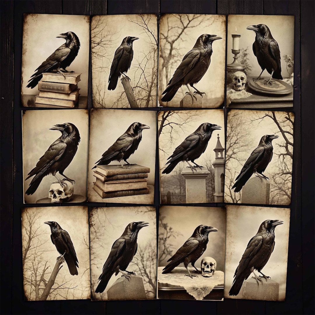 Printable Ravens Spooky Vintage Photographs ATC Cards for Halloween ...