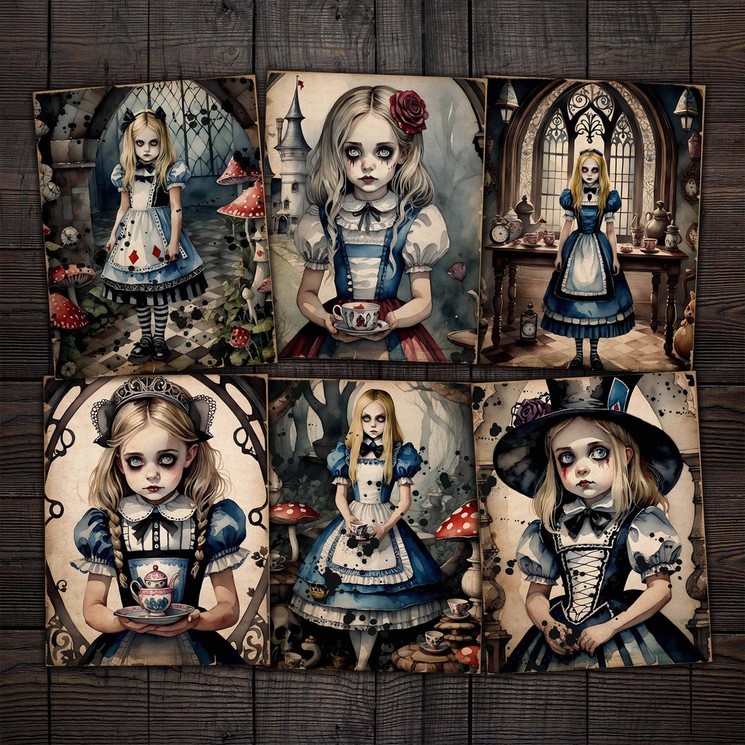 Gothic Alice in Wonderland Printable Papers: Junk Journal Kit (digital ...