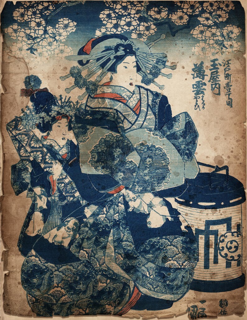 Blue Japanese Printable Pages for Junk Journals Art Journal | Etsy