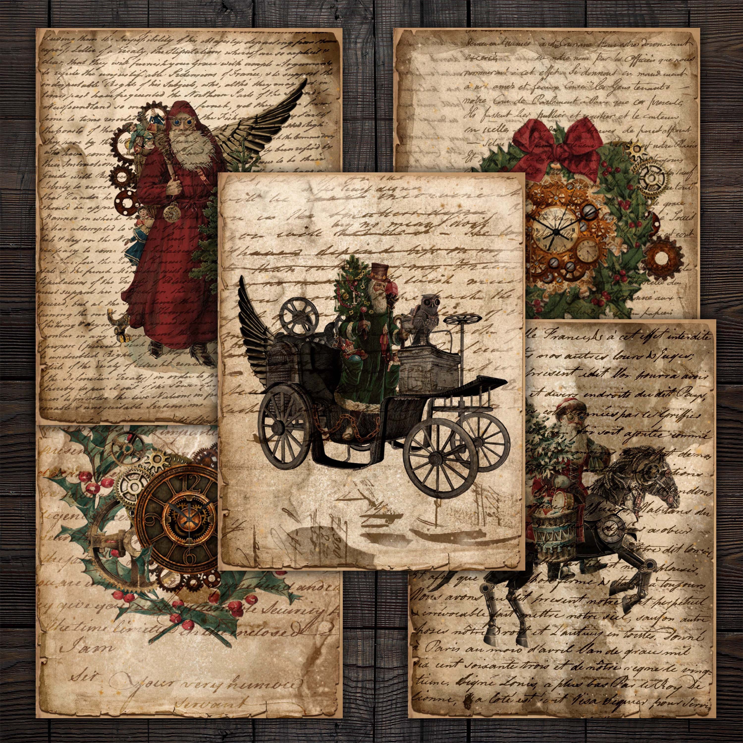 STEAMPUNK SANTA Grunge Christmas Printable Ephemera for Junk - Etsy