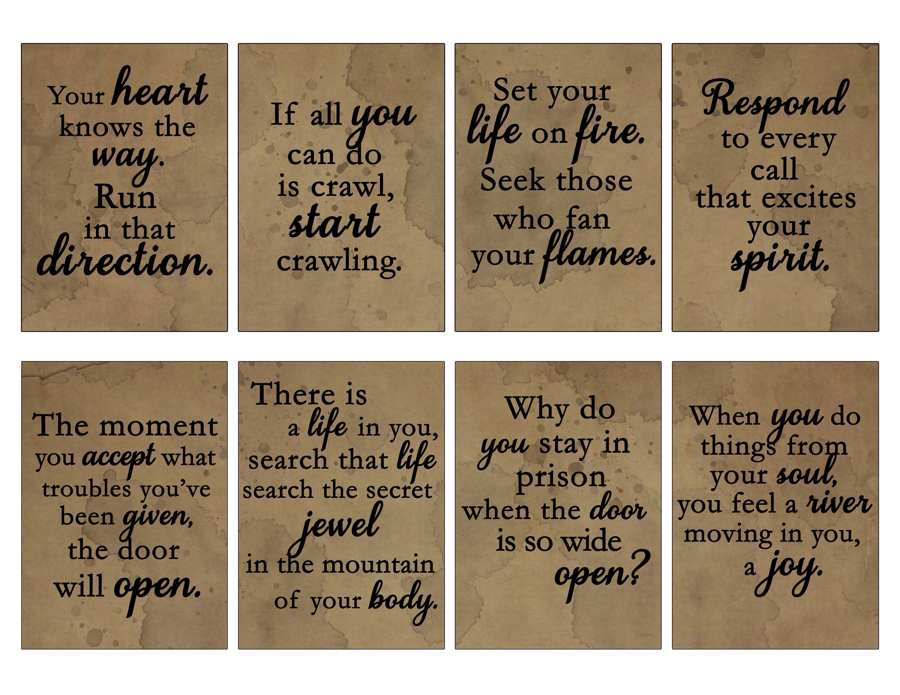 Printable Vintage Rumi ATC Quotes for Junk Journal, Scrapbooks, and ...