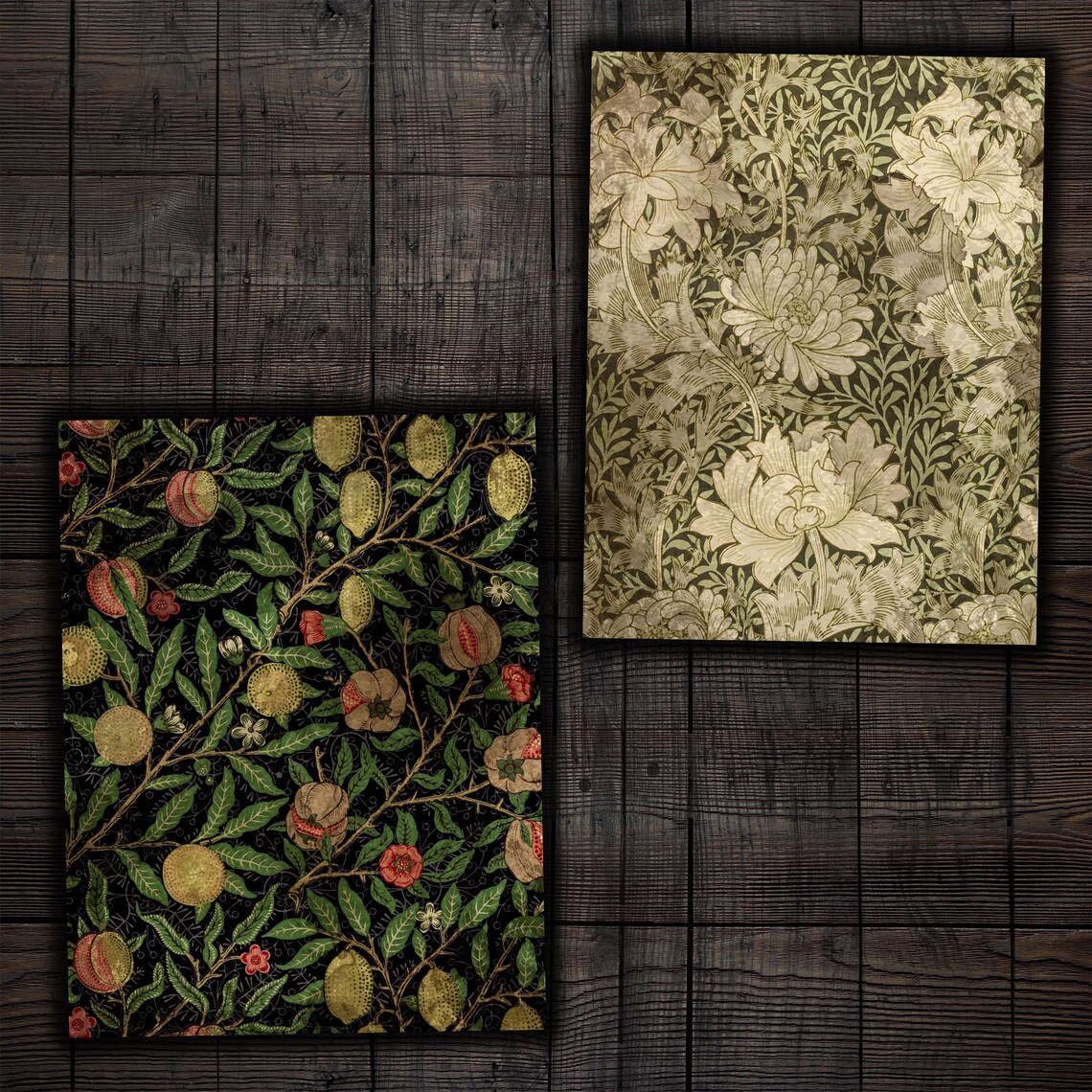 Digital Vintage Green Pattern Paper, Printable Papers for Junk Journals ...