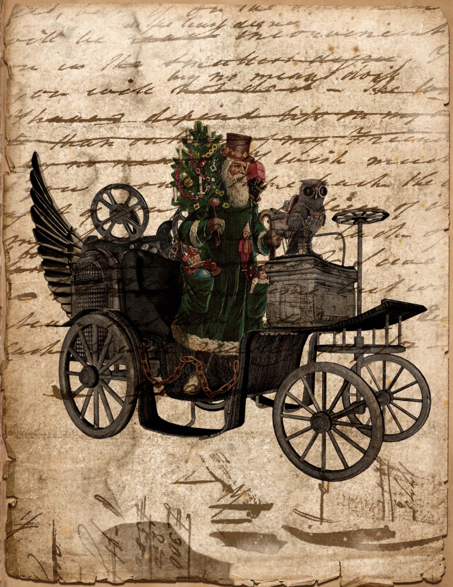 STEAMPUNK SANTA Grunge Christmas Printable Ephemera for Junk - Etsy