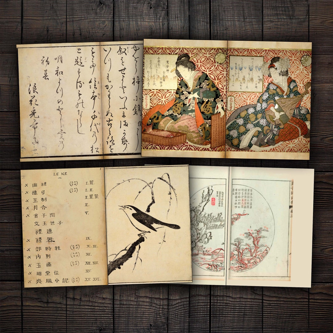 Digital Japanese Antique Pages, Printable Asia Kit for Junk Journals ...