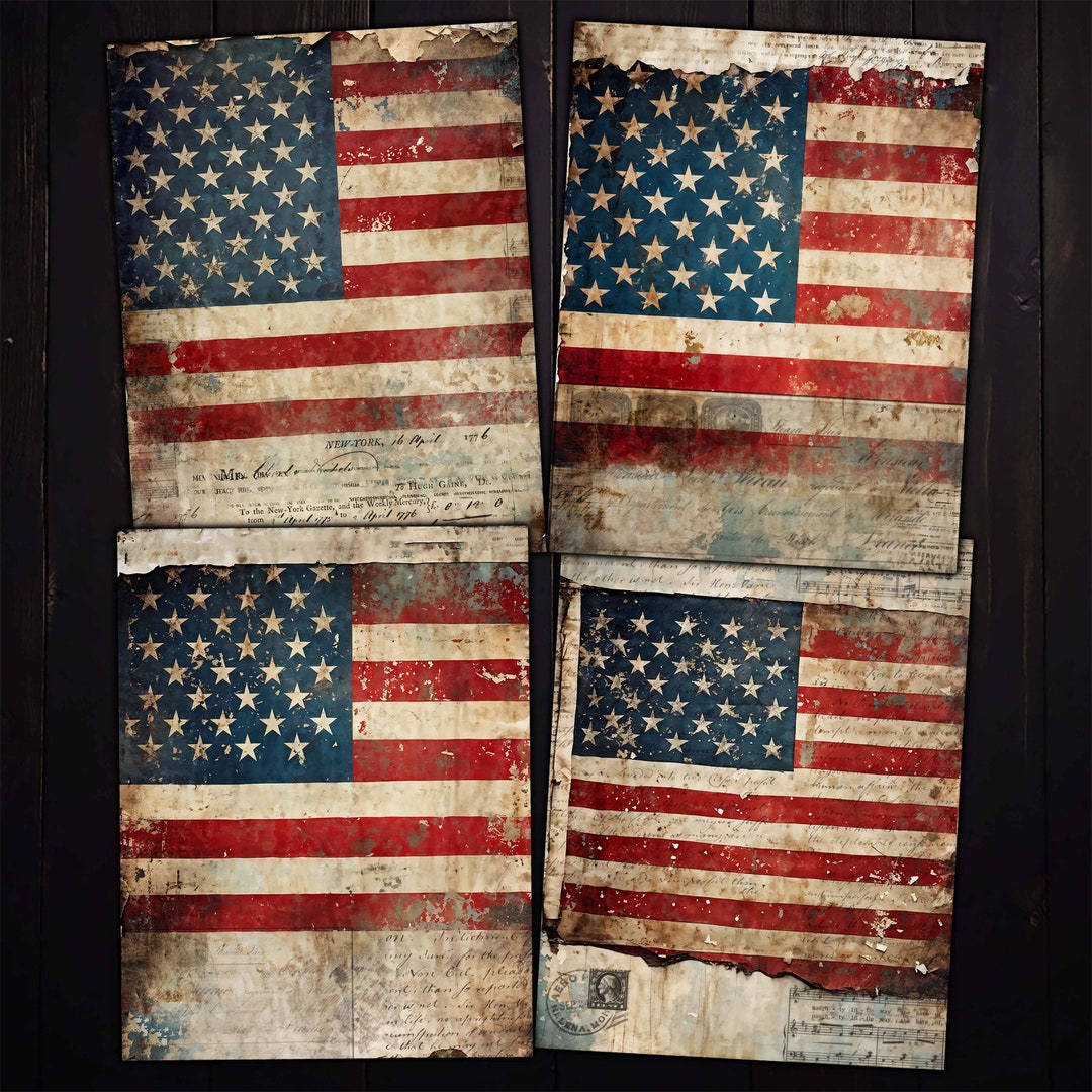 Grunge American Flag Printable: Junk Journal Ephemera (digital Kit) - Etsy