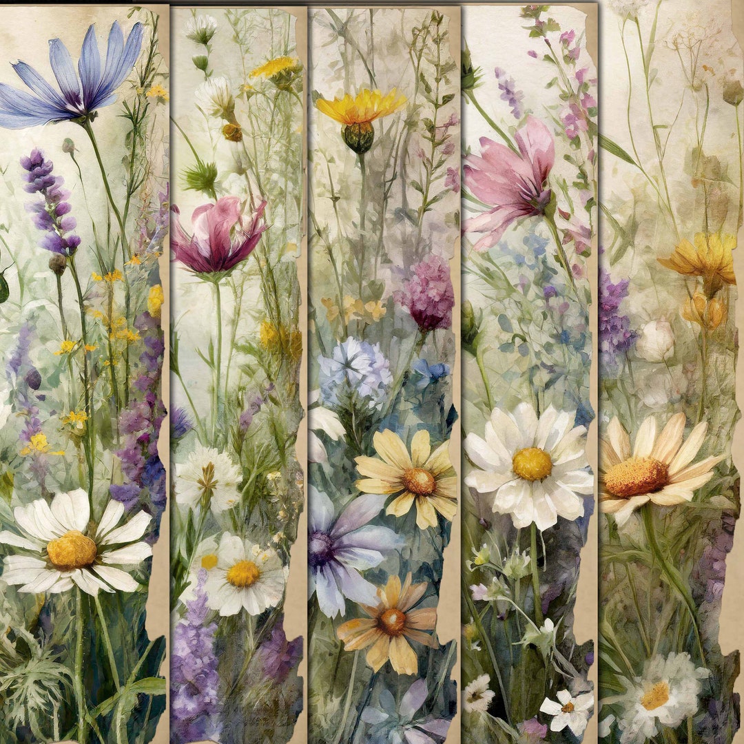 Watercolor Wildflowers Background Vintage Papers, Garden Cottagecore ...