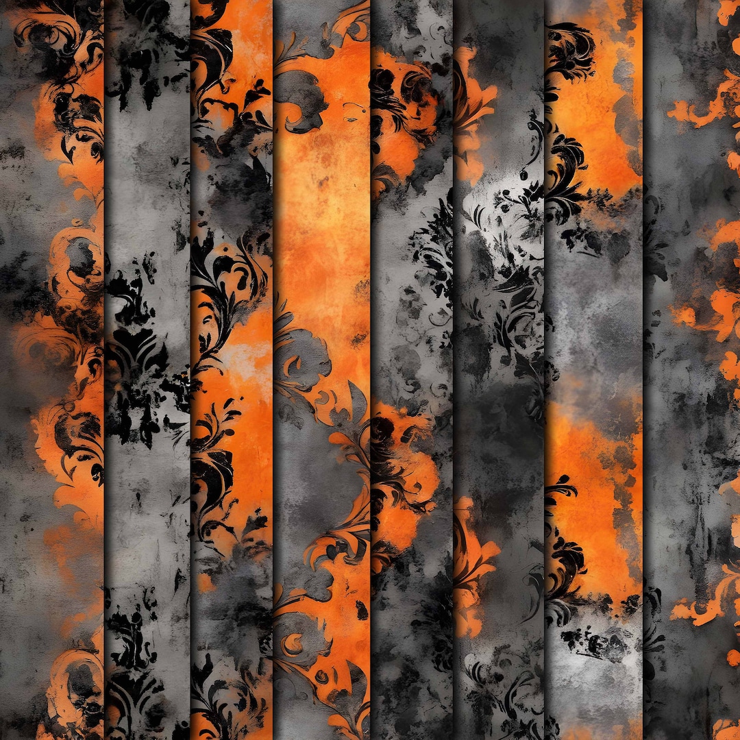 Grunge Halloween Damask Wallpaper Backgrounds, Digital Background ...
