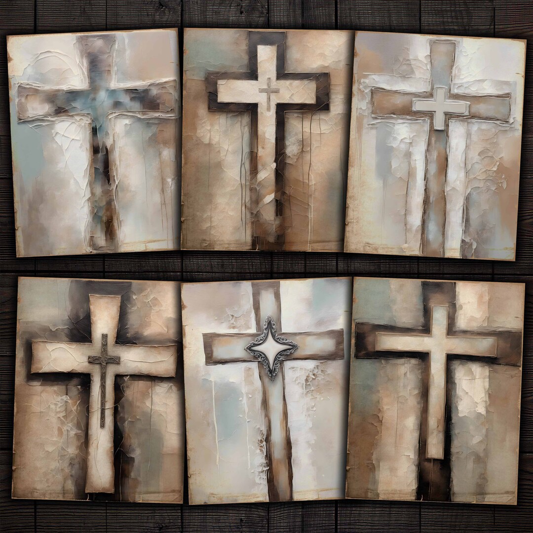 Rustic Cross Printable Papers Grunge Mixed Media Folk Art for Junk ...