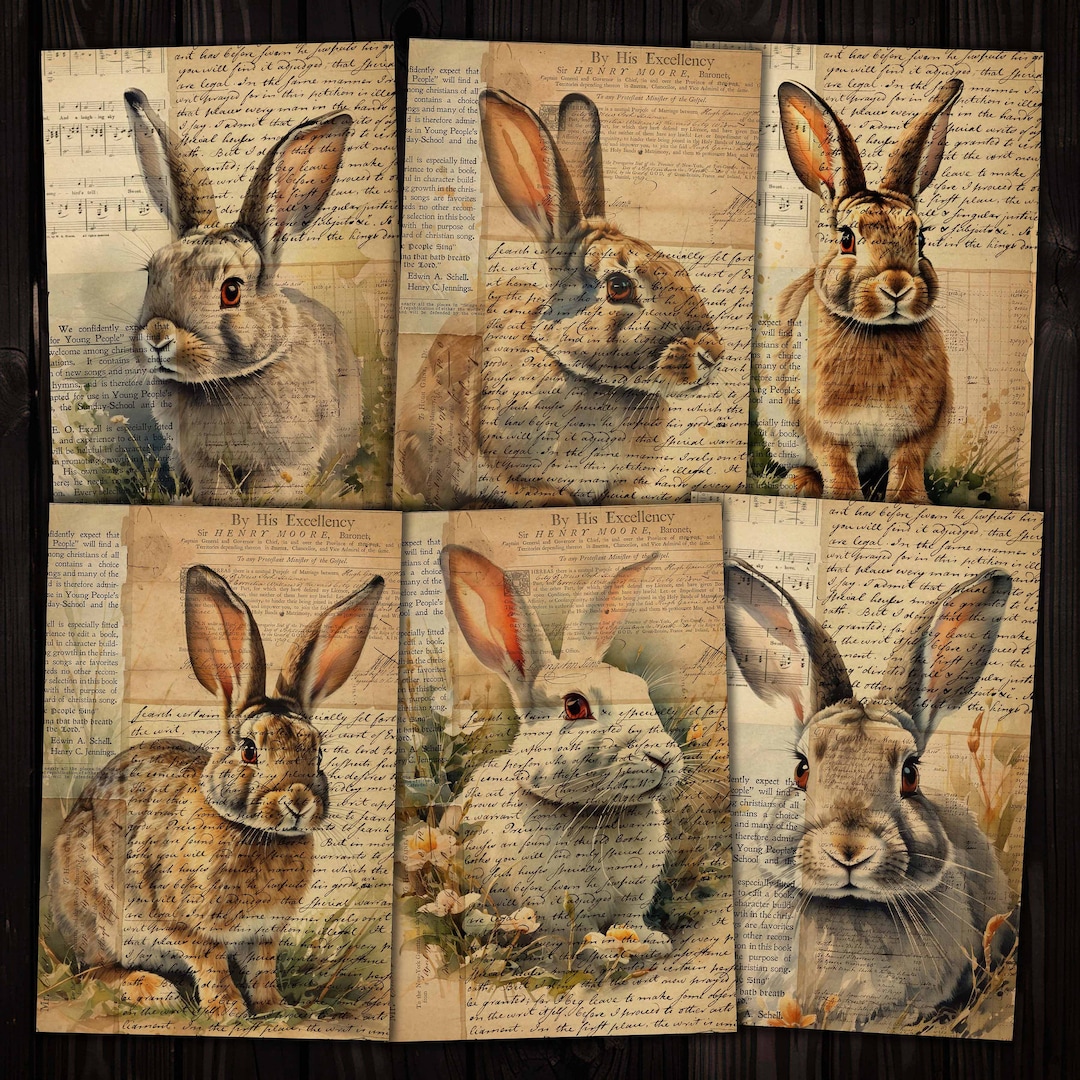 Vintage Rabbit Ephemera: Grunge Ledger Pages (digital Download) - Etsy
