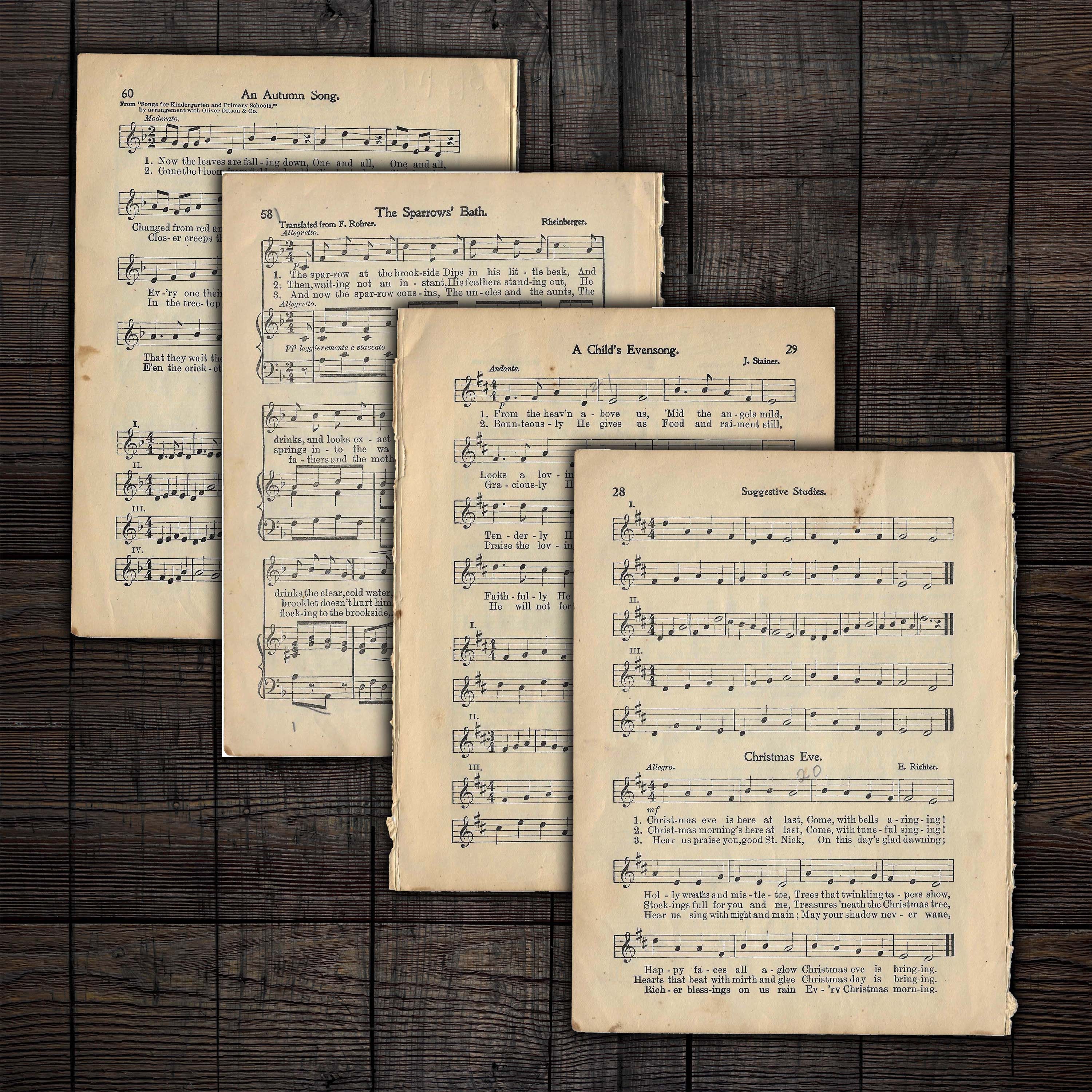 Antique 1800s Children's Music Sheets Printable Papers for - Etsy