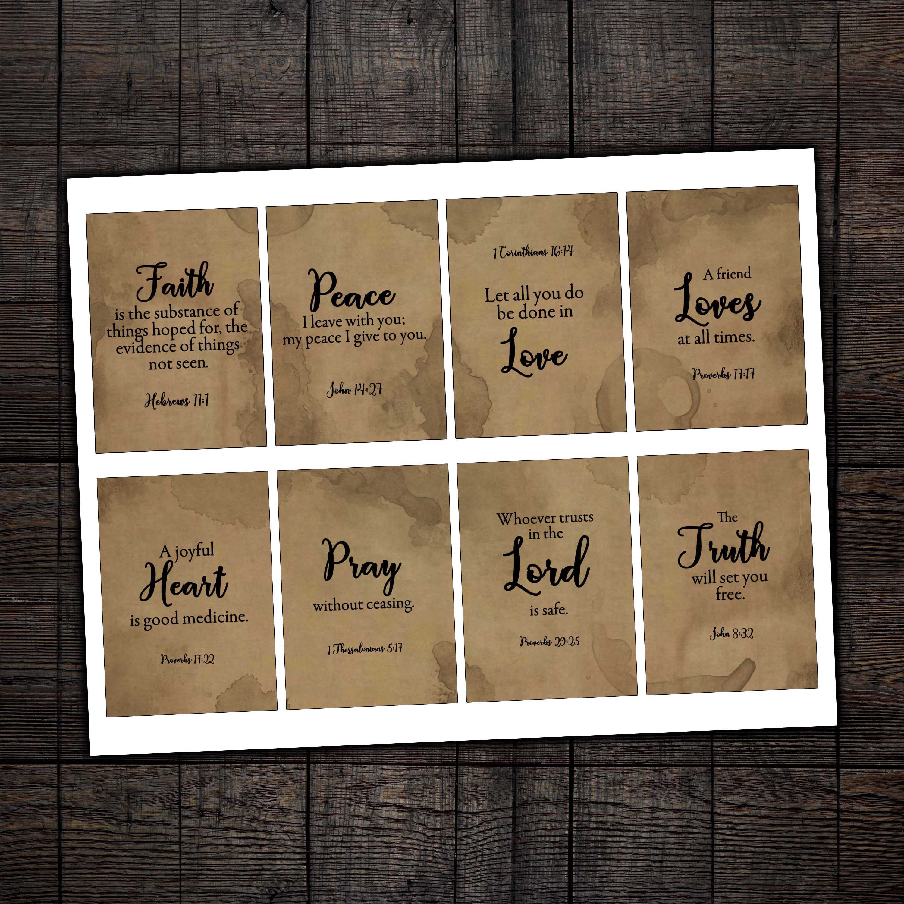 Grunge Bible Verse Cards: Printable Christian Scrapbook Art (digital ...