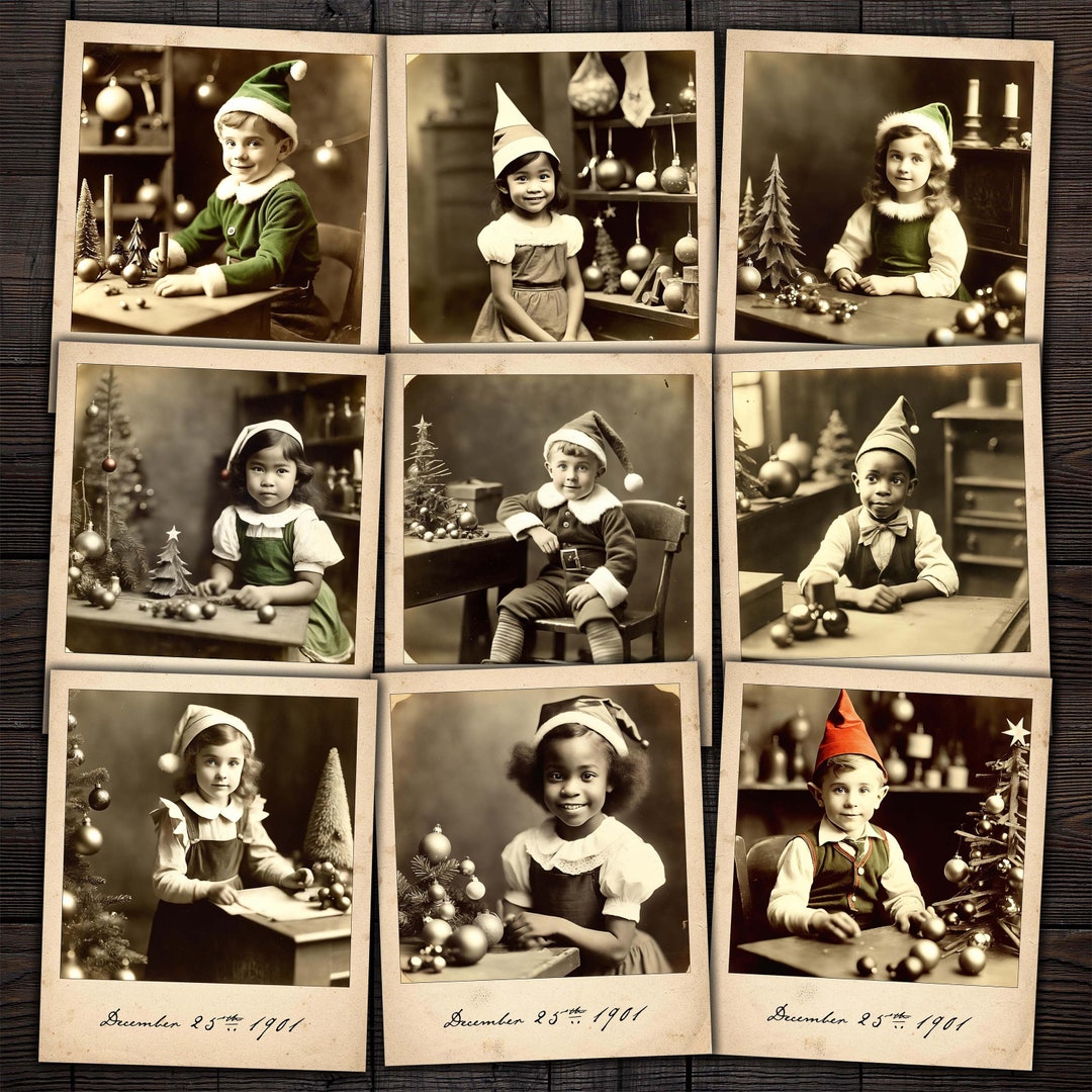 Christmas Elves in Santa's Workshop Printable Antique Photographs ...