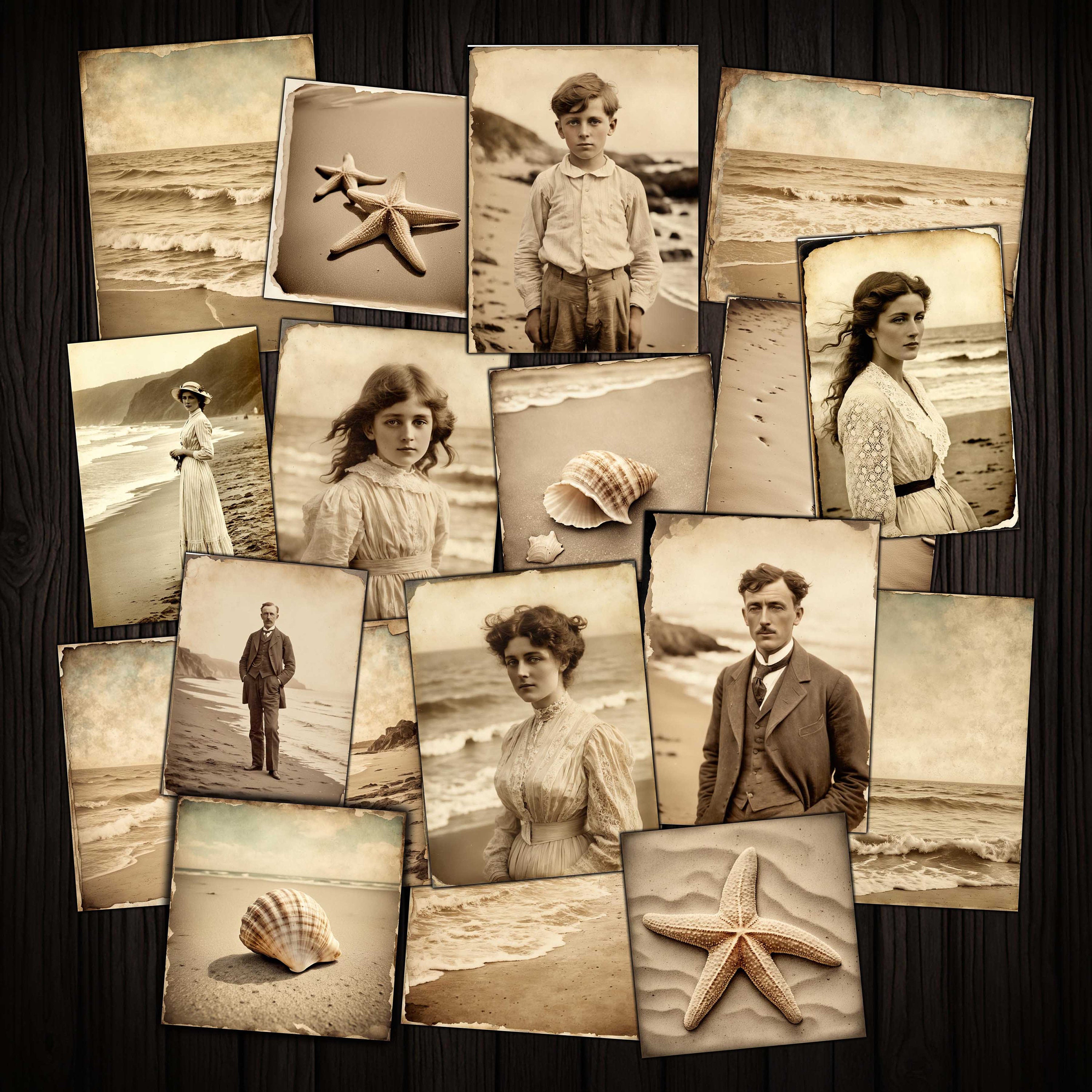 Vintage Seashore Photo Collage Sheets: Beach Ephemera (digital Download ...