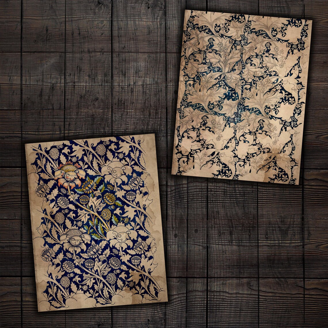 Digital Vintage Blue Pattern Paper Printable Papers for Junk - Etsy