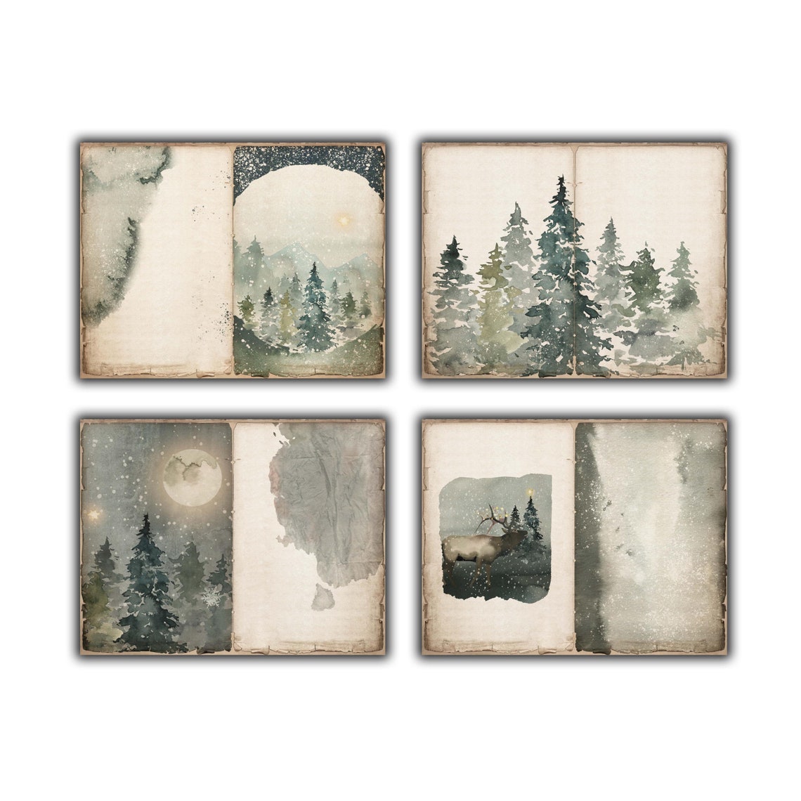 Watercolor Forest Bundle Printable Ephemera Junk Journal - Etsy