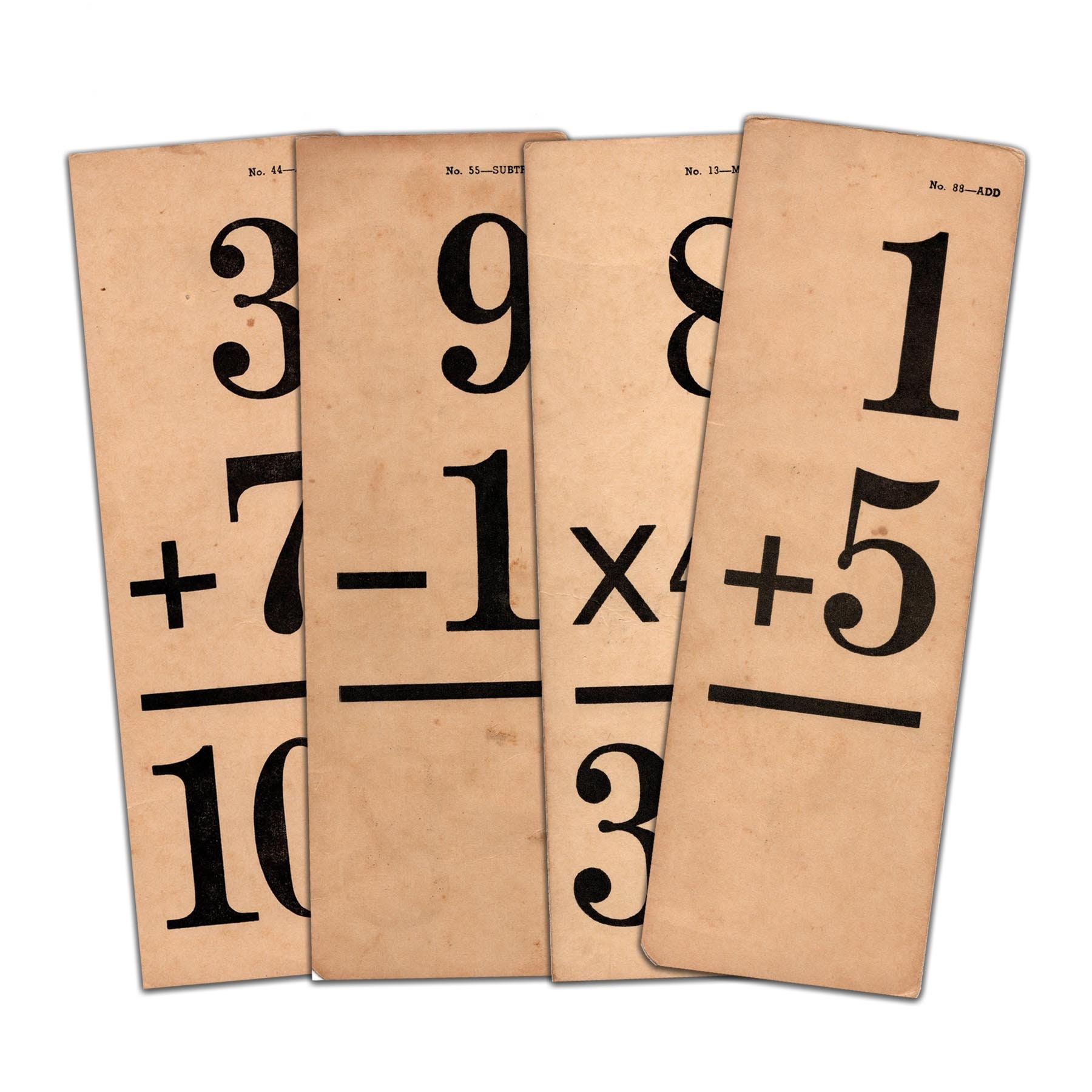 Vintage Math Flashcards: 3x9" Digital Download for Collage ...