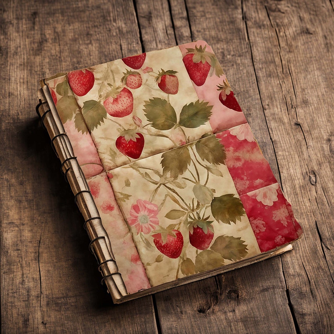 Strawberry Patchwork Printable Papers for Junk Journals, Scrapbook ...