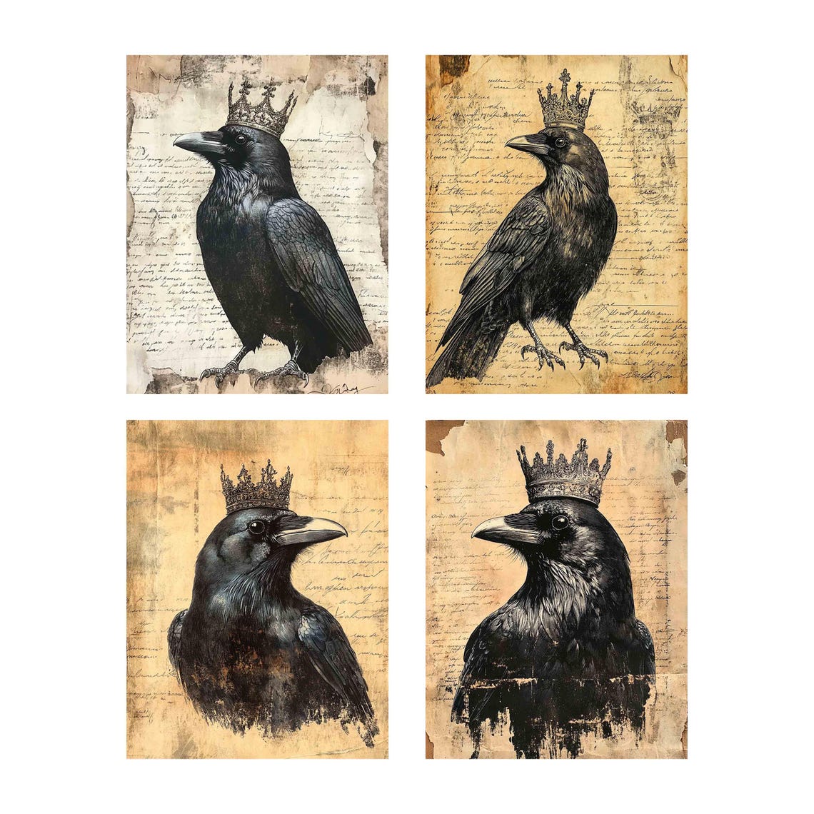 Crowned Ravens Printable Papers: Gothic Halloween Junk Journal Ephemera ...