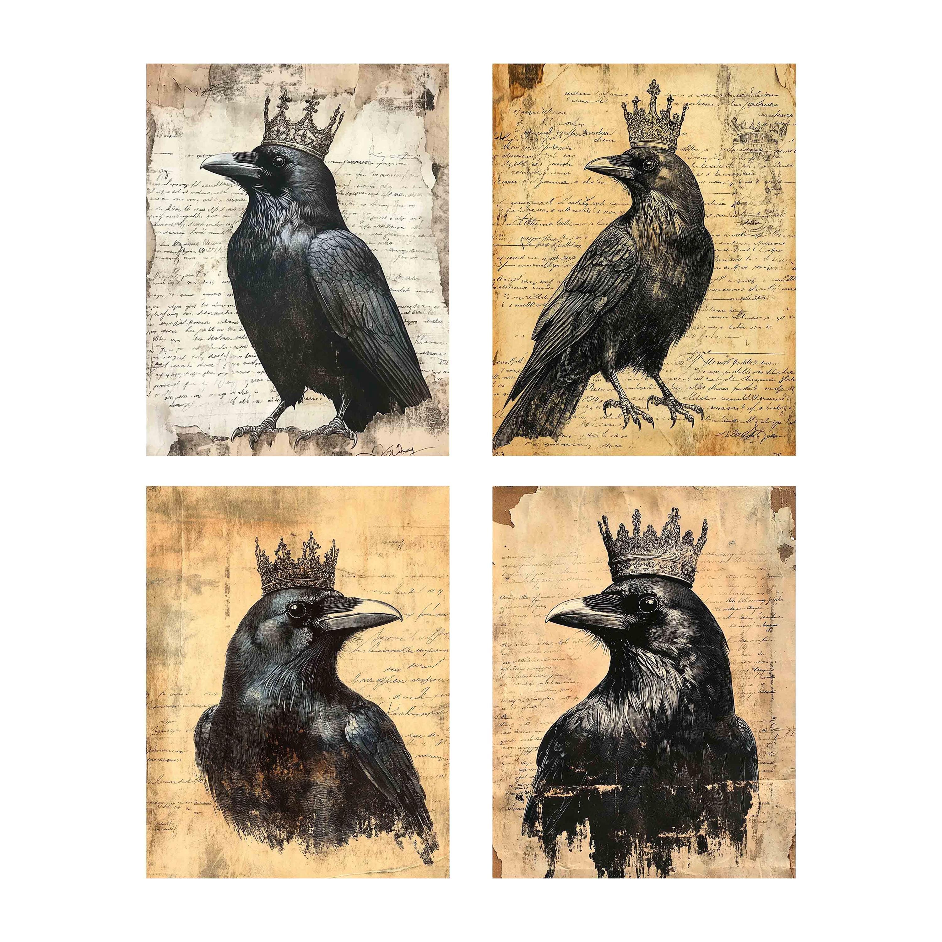 Crowned Ravens Printable Papers: Gothic Halloween Junk Journal Ephemera ...