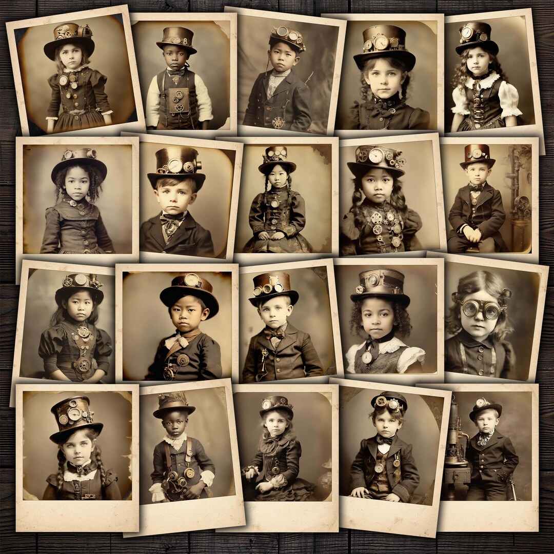 Steampunk Kids Photos: Victorian Ephemera for Junk Journals (digital ...