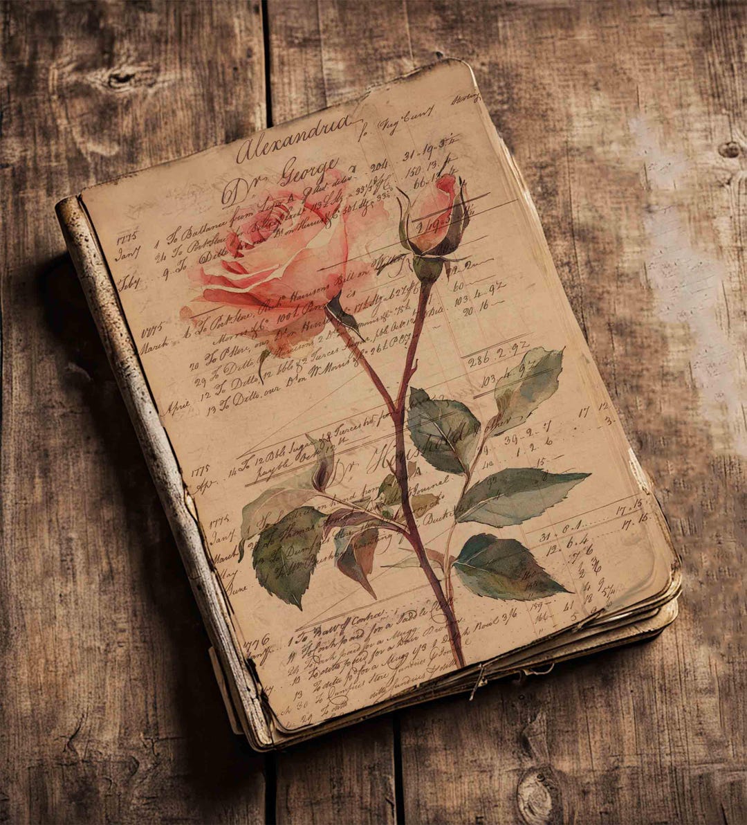 Pink Rose Antique Ledger Ephemera: Junk Journal Pages (digital Kit) - Etsy