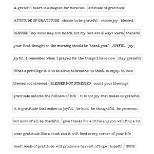 GRATITUDE Printable Quotes and Words for Art Journals, Junk Journal ...