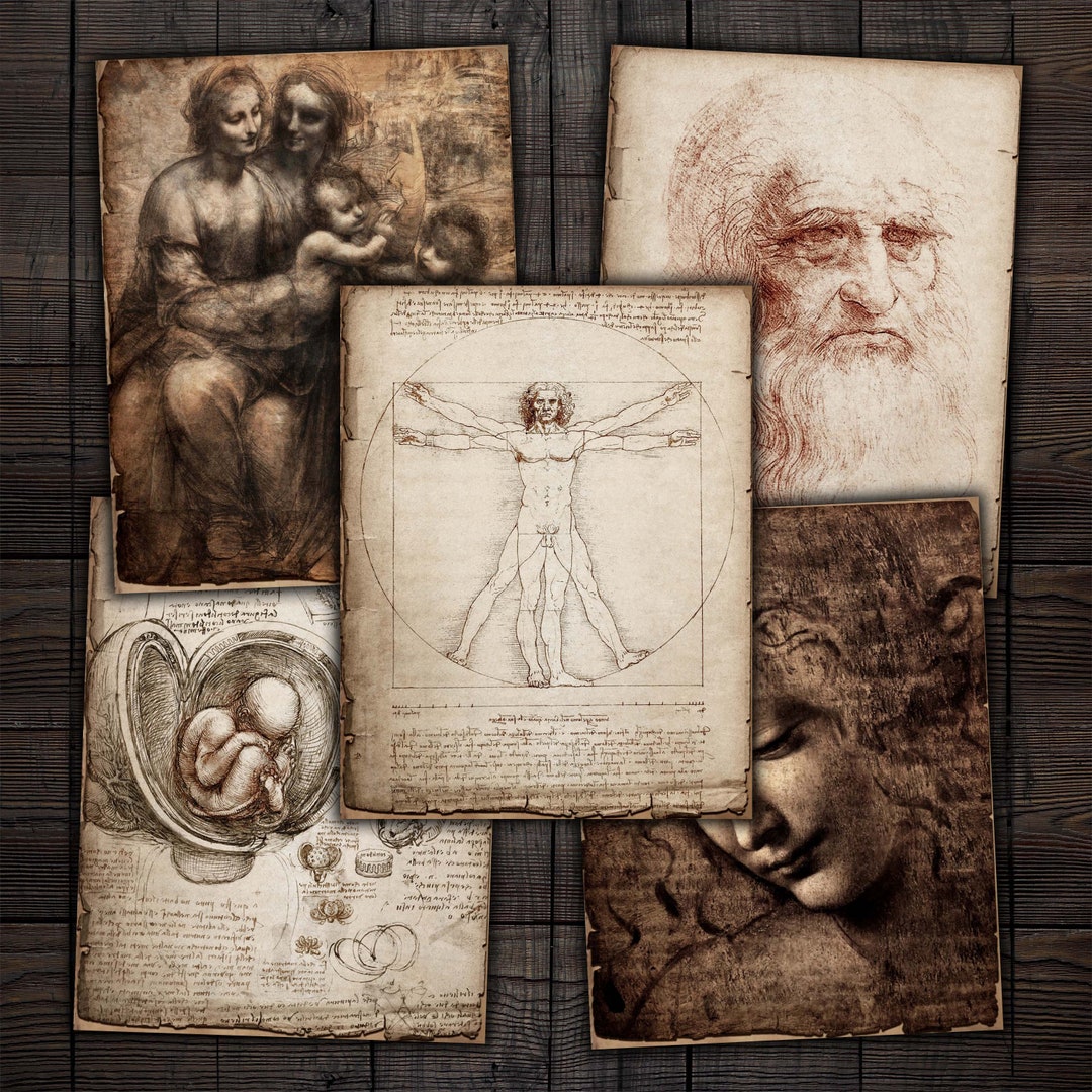 Antique Leonardo Da Vinci Printable Papers for Junk Journal, Art ...
