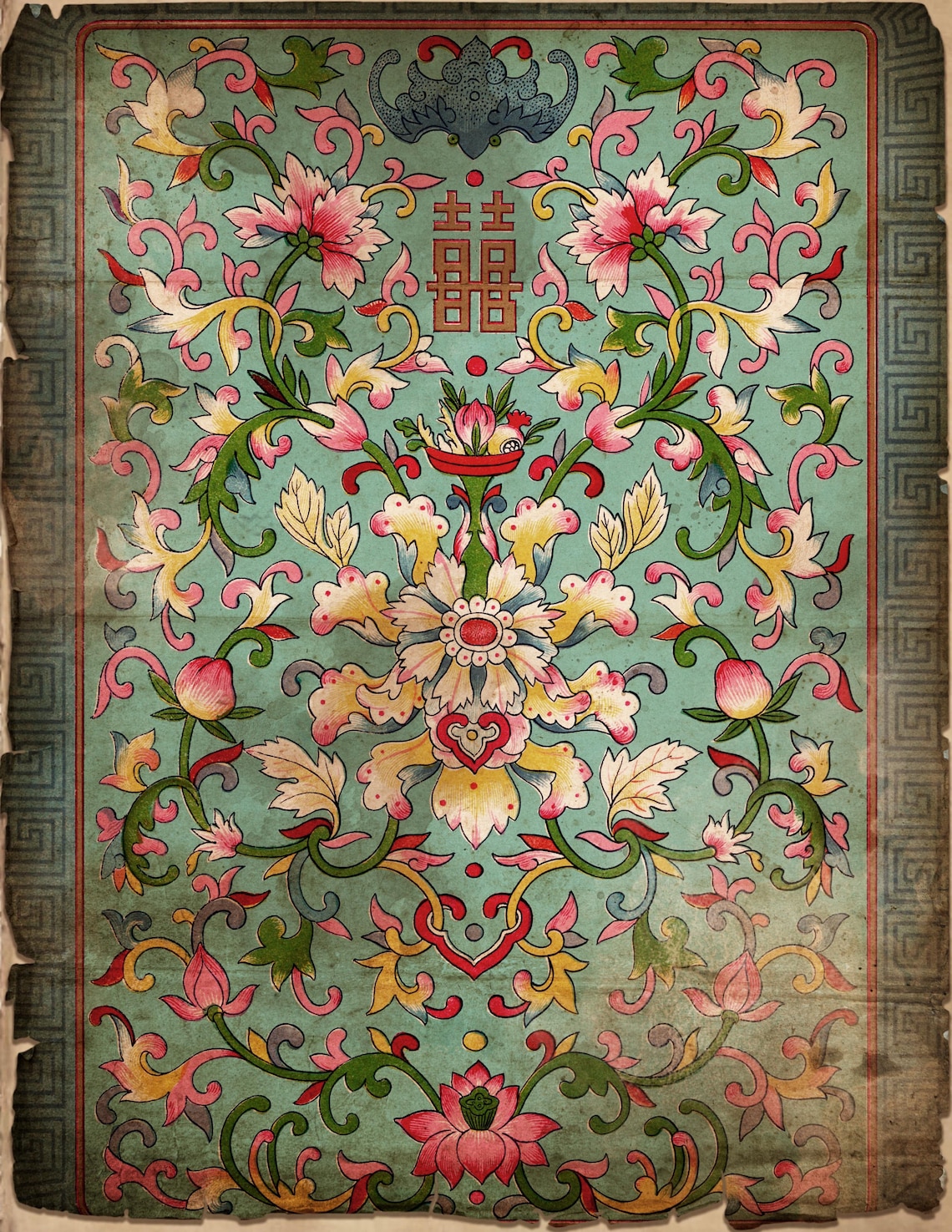 Grunge China Pattern Papers Printable Backgrounds for Junk - Etsy