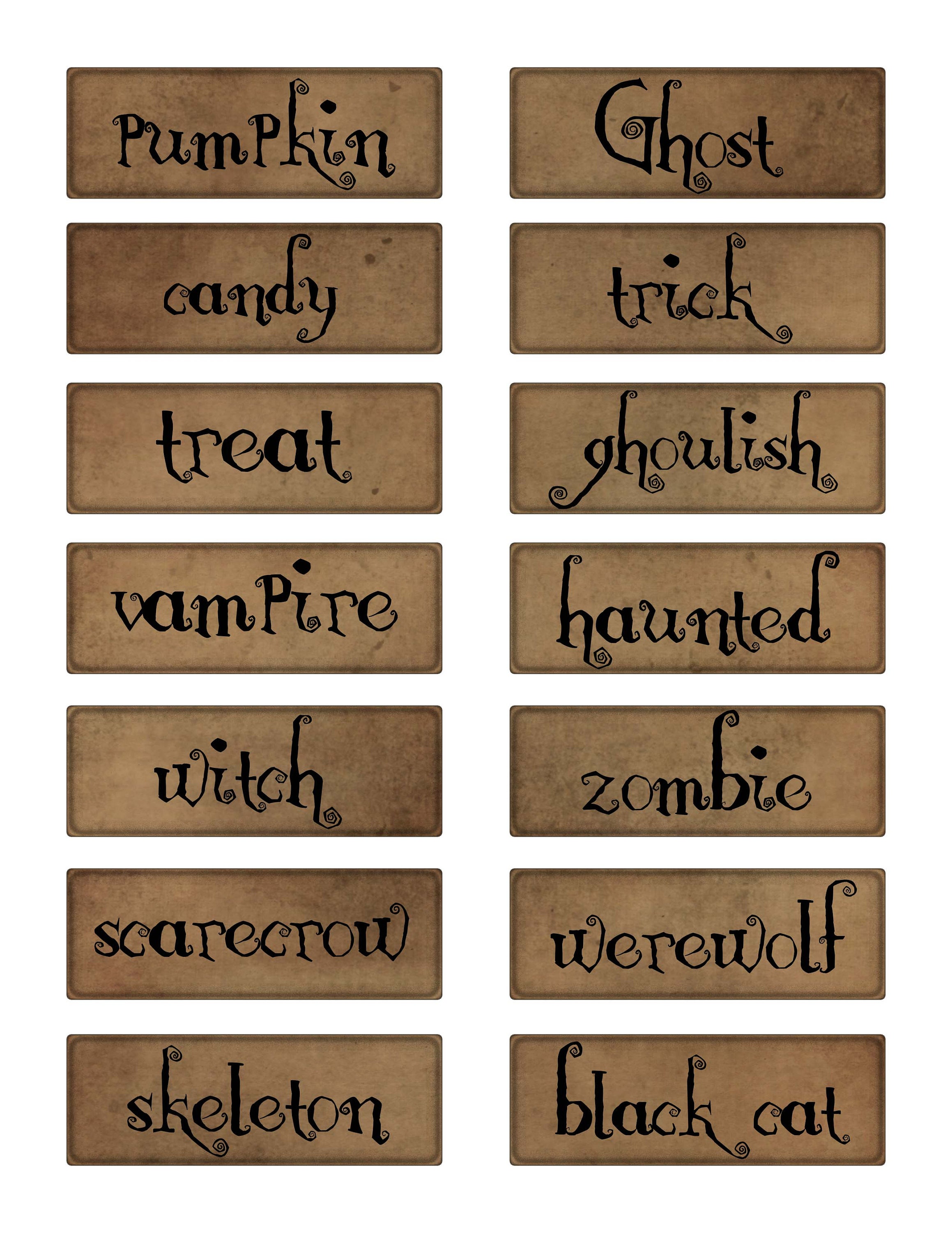 Printable Spooky Halloween Words for Junk Journals - Etsy