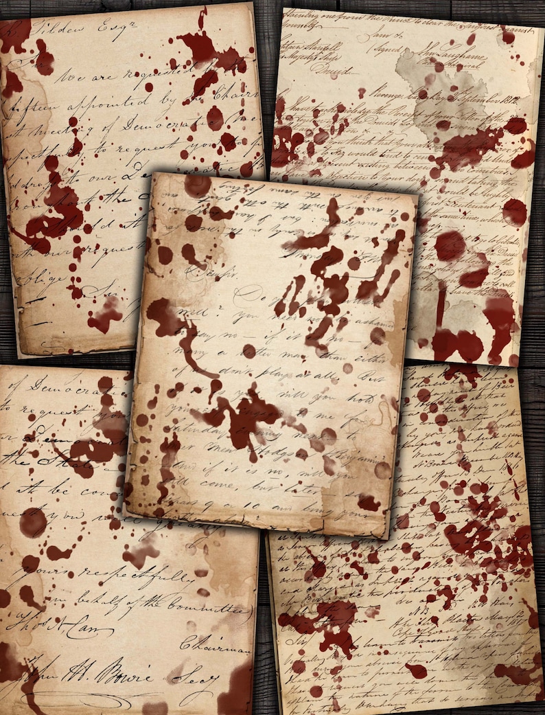 Blood Spatter Digital Paper, Gothic Vampire Ephemera (digital Download ...