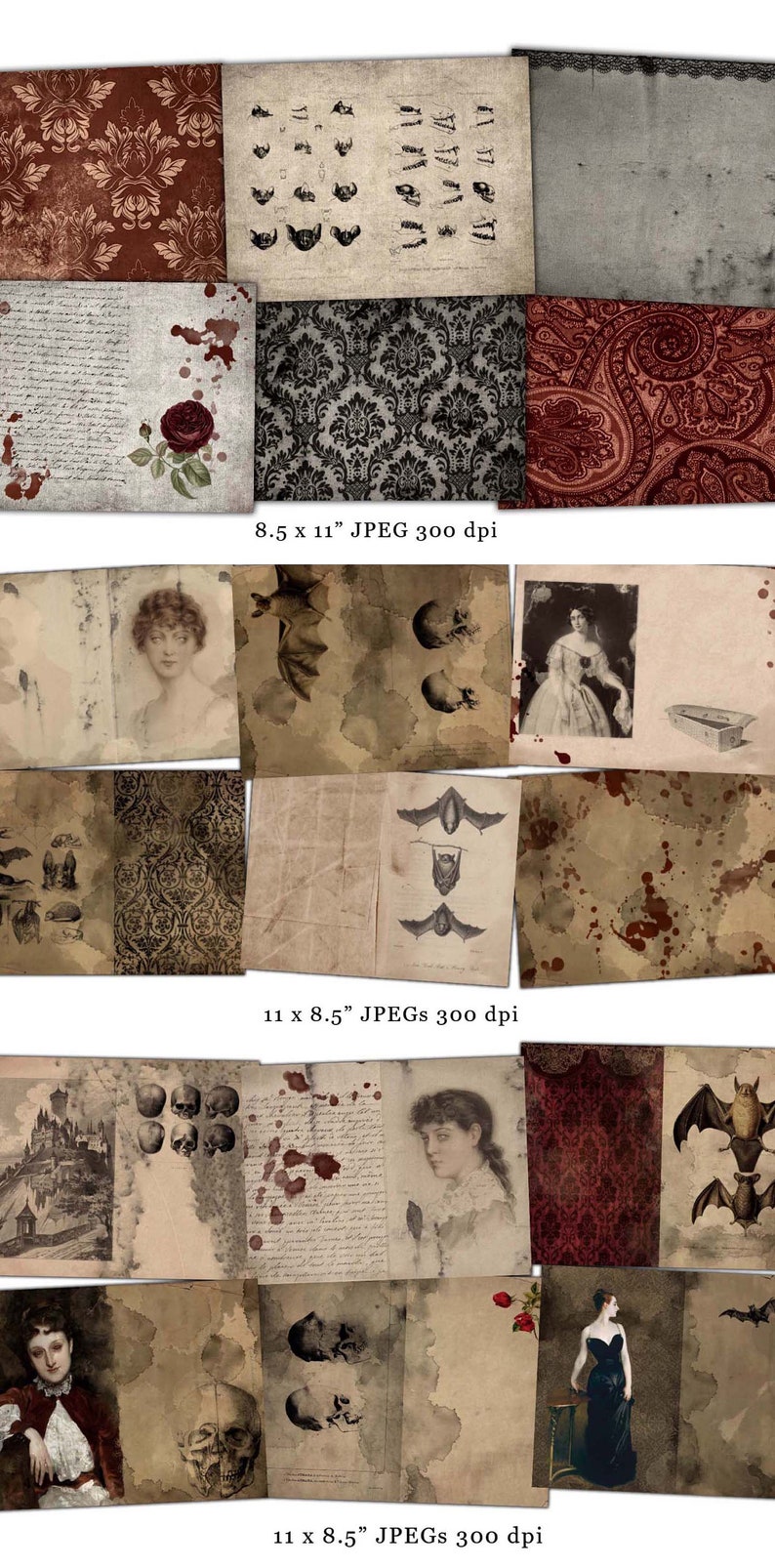 95 Sheets Digital Halloween Bundle for Printable Ephemera - Etsy