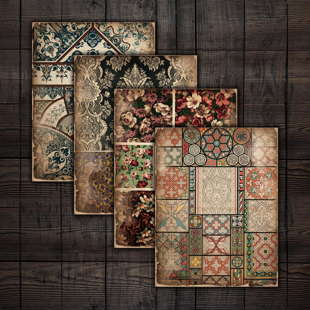 Ornate Grunge Pattern Papers Printable Backgrounds for Junk - Etsy