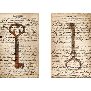 Printable Junk Journal Ephemera Pages, Old Handwriting and Rusted Keys ...