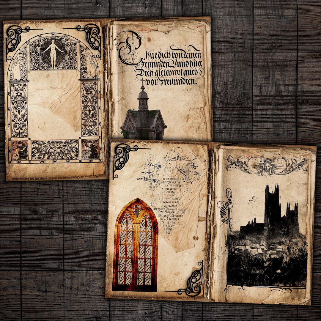 Printable Gothic Journal Pages for Junk Journals, Scrapbooking, Paper ...
