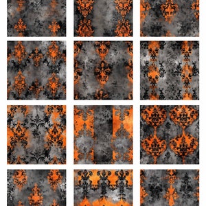 Grunge Halloween Damask Digital Paper: Scrapbook Backgrounds (digital ...