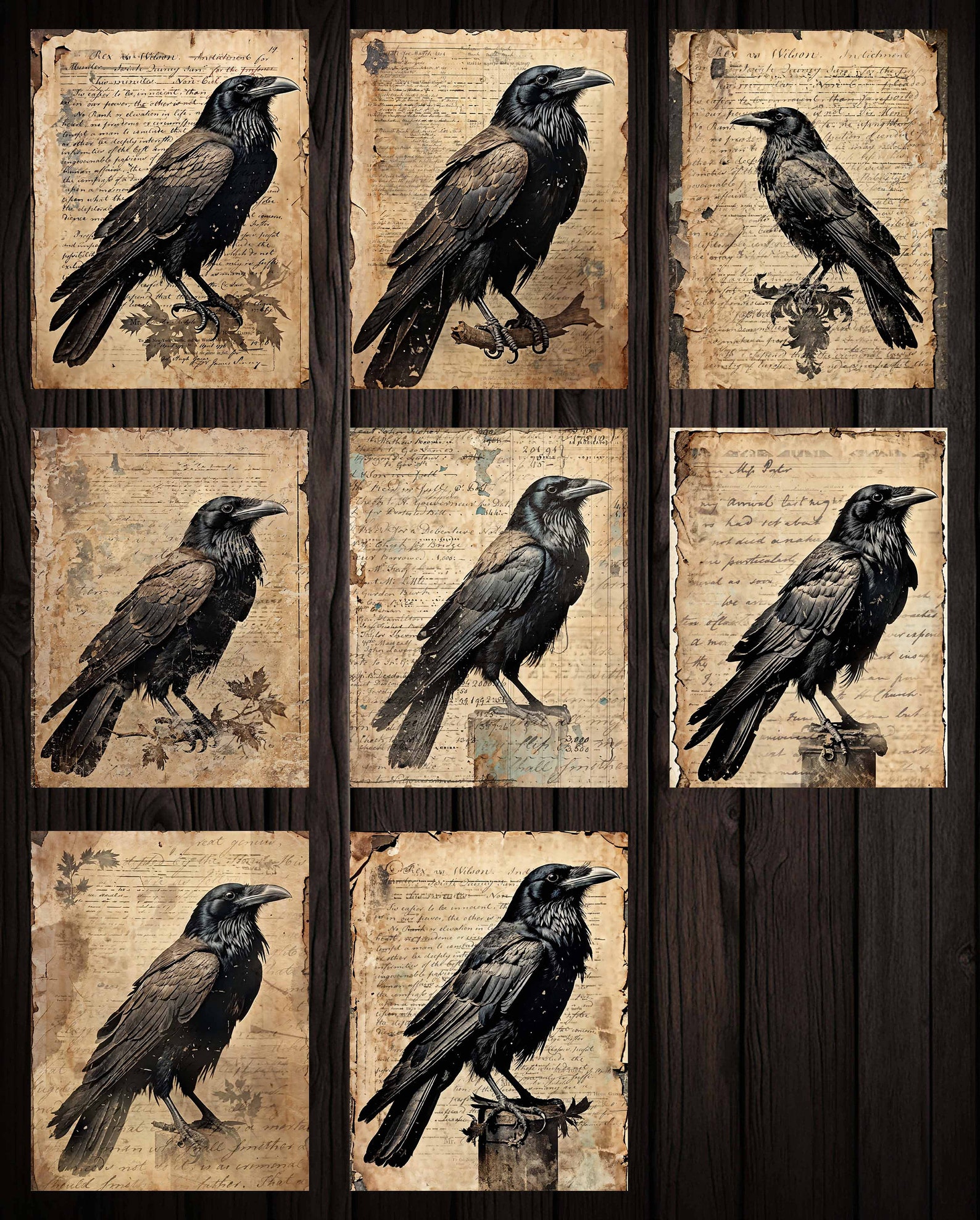 Grunge Raven Printable Papers: Gothic Halloween Junk Journal (digital ...