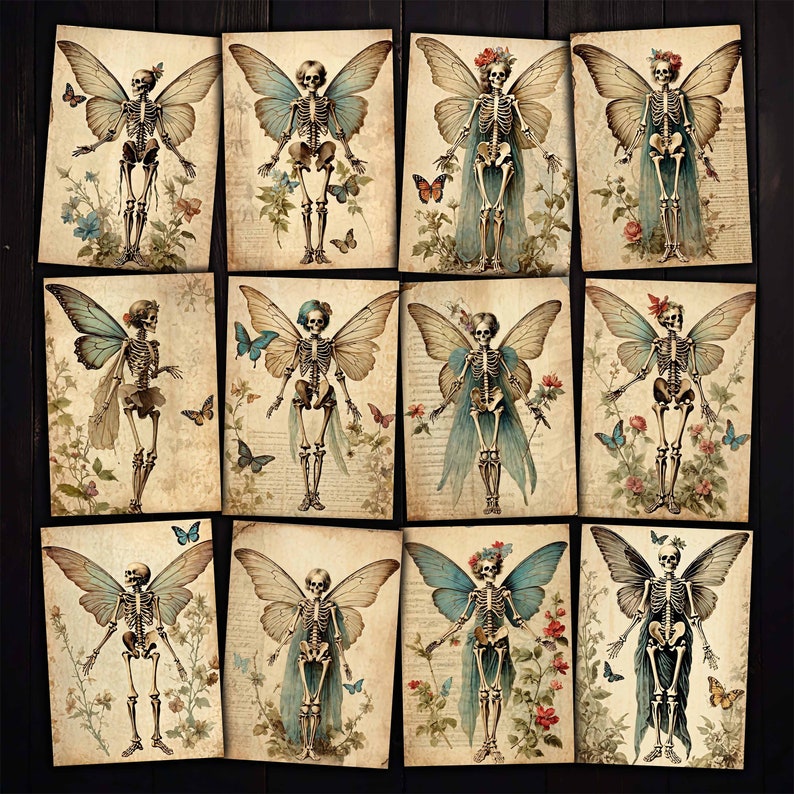 Skeleton Fairies Printable ATC Cards: Collage Sheets (digital Download ...