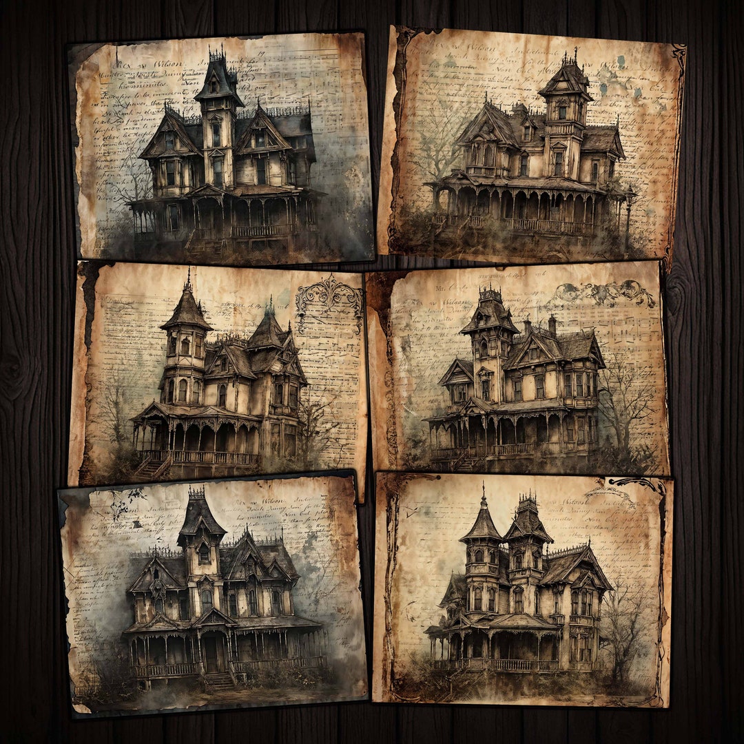 Grunge Haunted Mansion Printable Papers for Junk Journal, Mixed Media ...