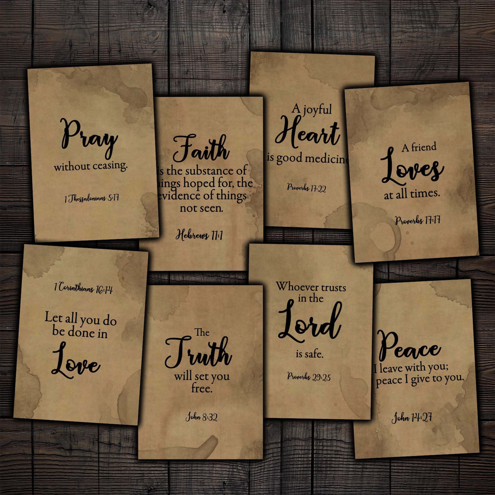 Grunge Bible Verse Cards: Printable Christian Scrapbook Art (digital ...