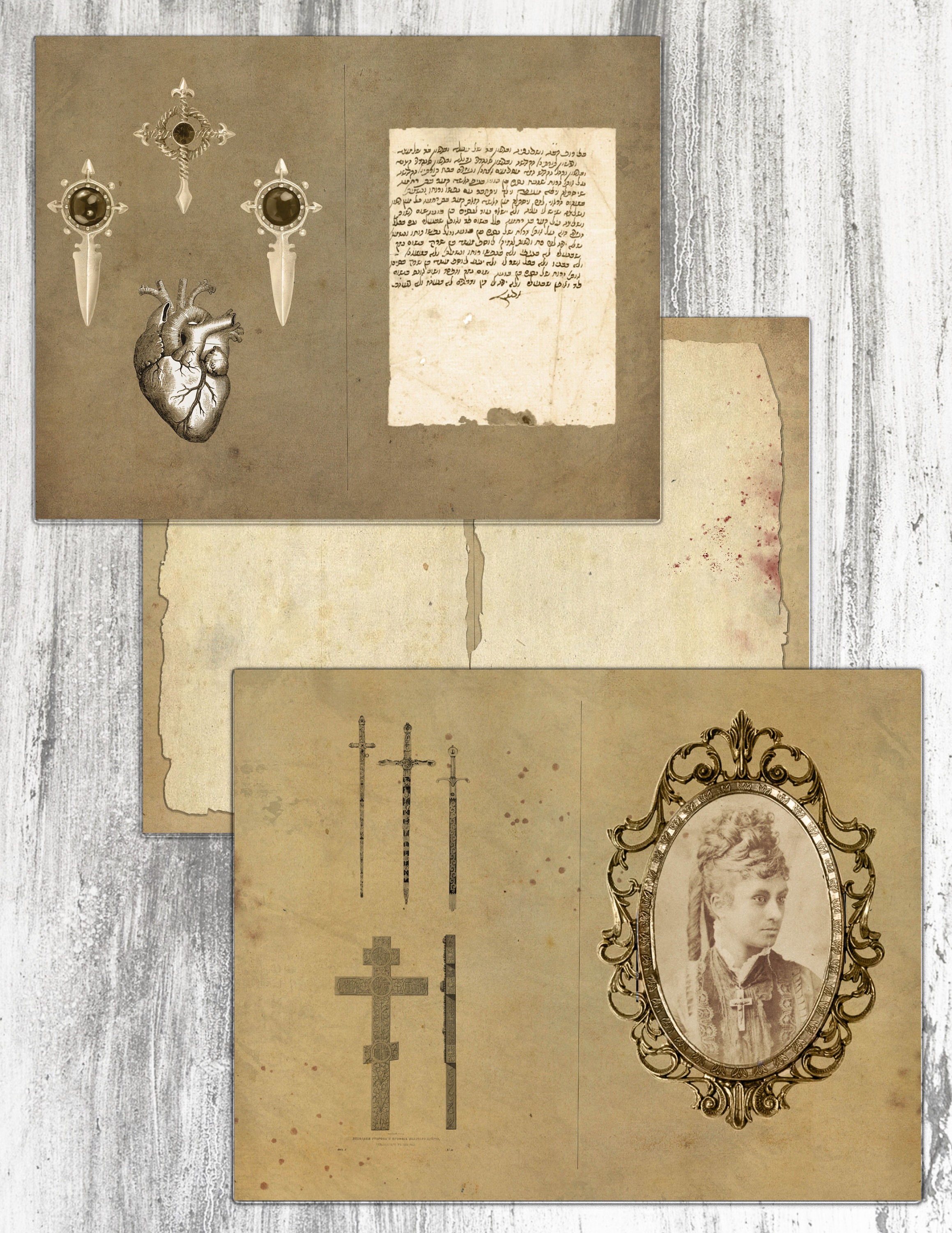 Vampire Hunter Digital Journal Kit, Halloween Ephemera for Junk ...