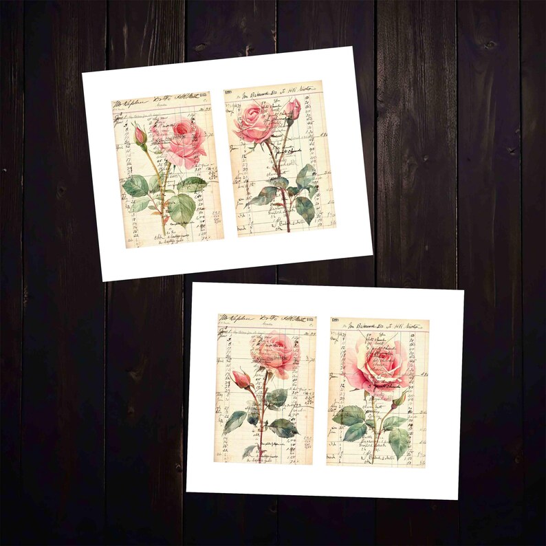 Pink Rose Antique Ledger Ephemera: Junk Journal Pages (digital Kit) - Etsy