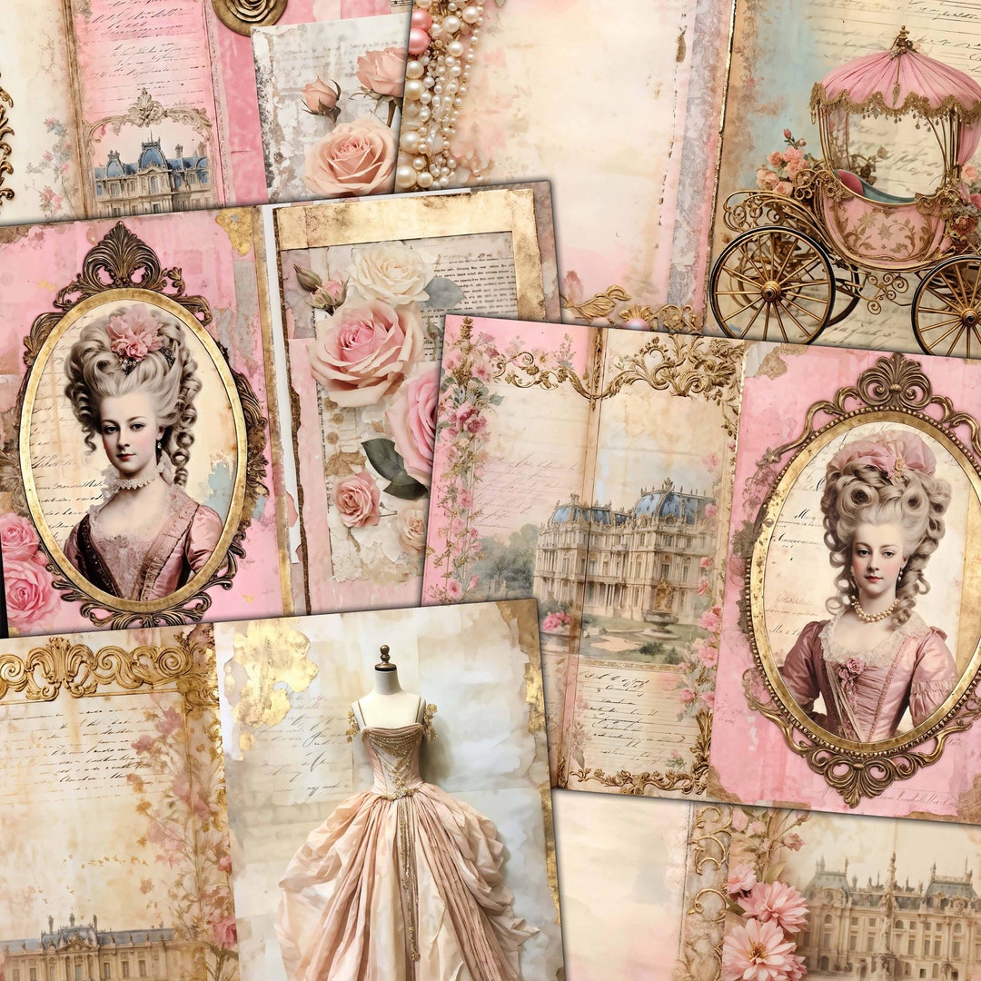 Pink Marie Antoinette Fantasy Junk Journal Digital Kit, Printable ...