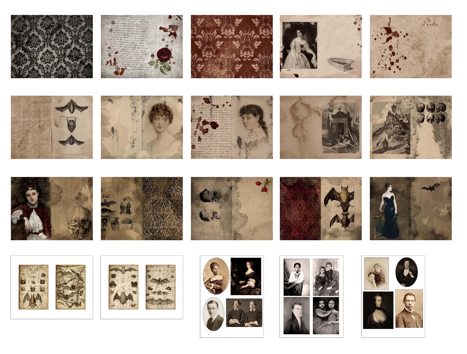 Gothic Vampire Digital Kit for Junk Journals, Scrapbooks, Halloween ...