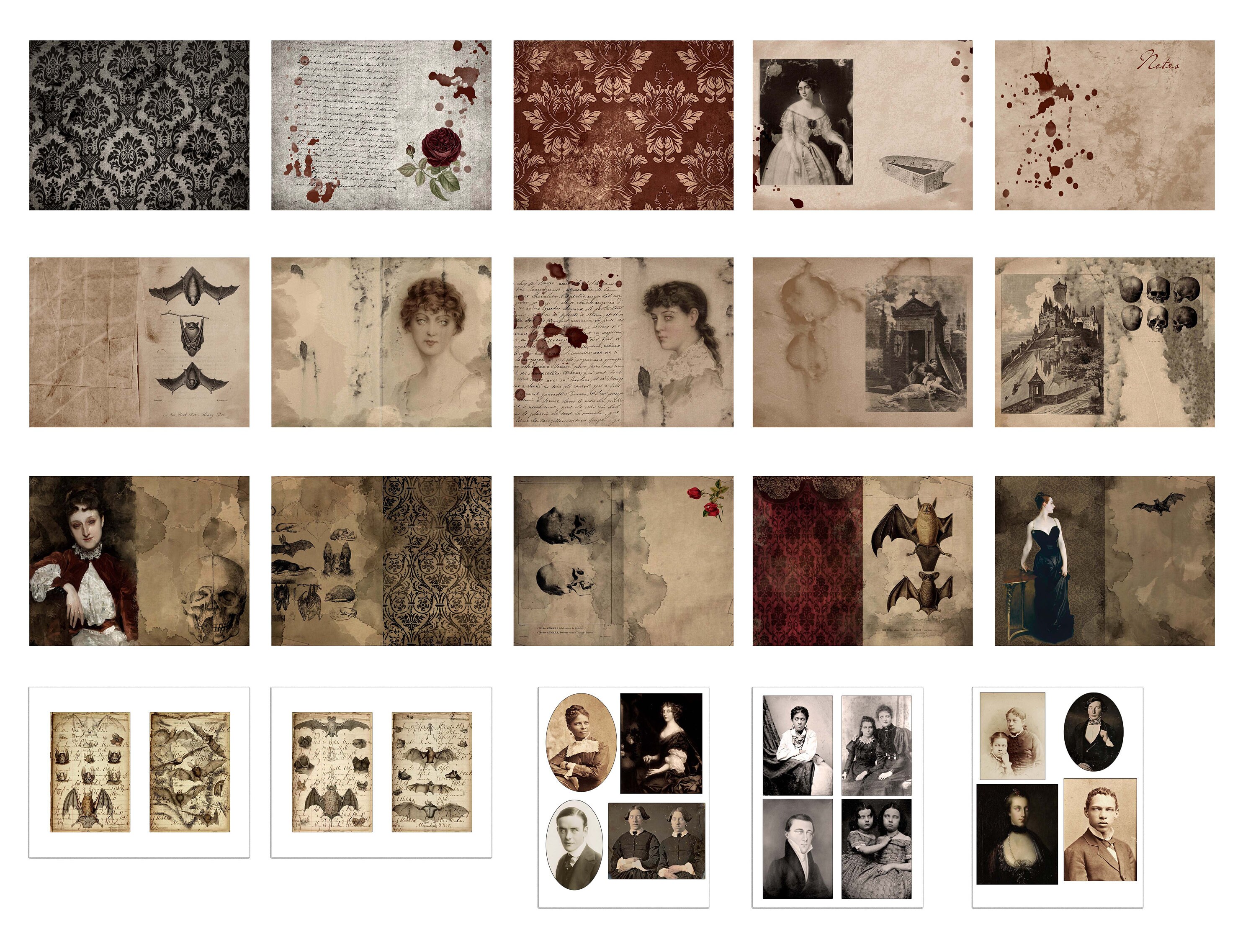 Gothic Vampire Digital Kit for Junk Journals, Scrapbooks, Halloween ...