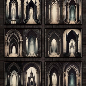 Gothic Archways Printable Dark Fantasy Background Pages for Junk ...
