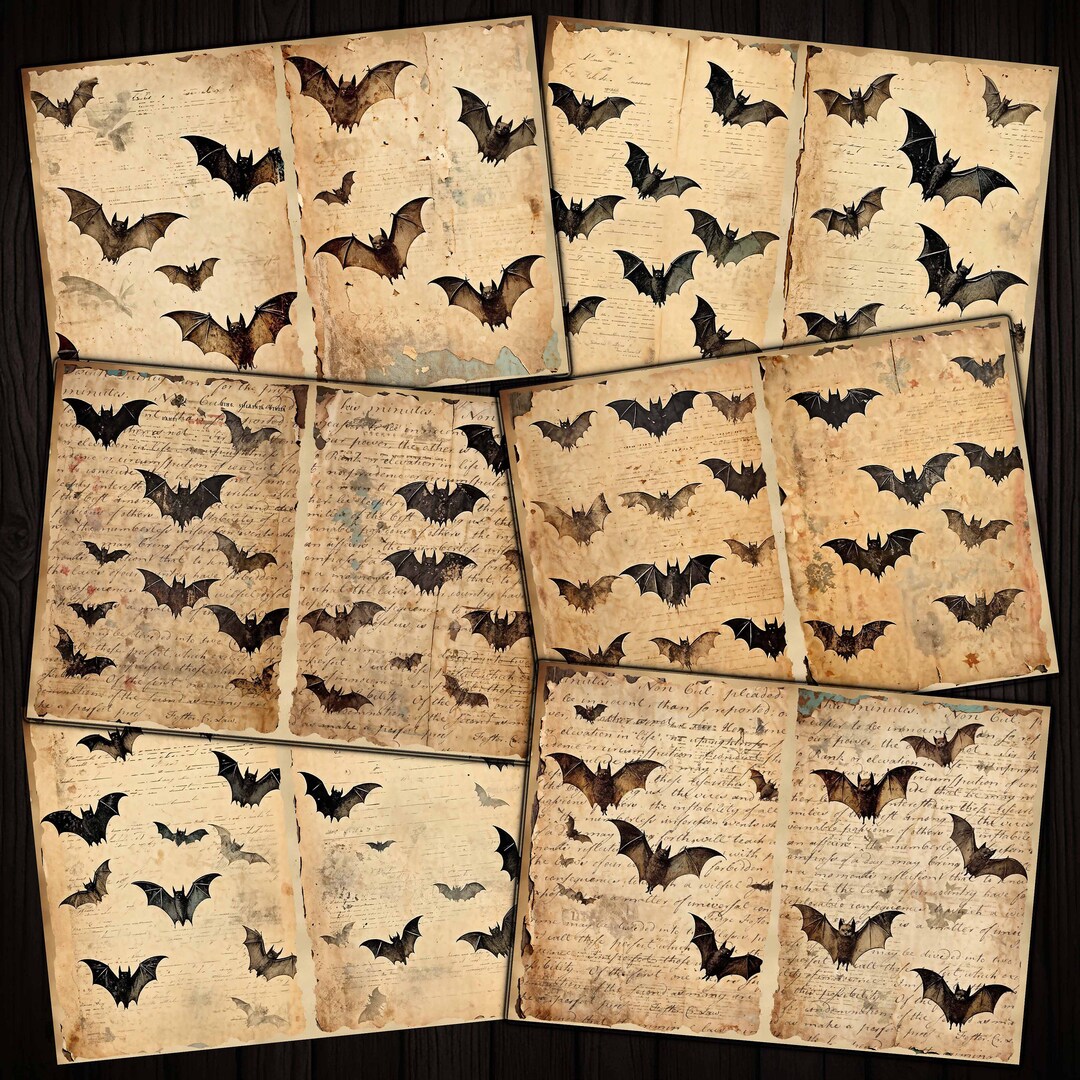 Grunge Halloween Bat Journal Pages: 5x7 Ephemera (digital Download) - Etsy