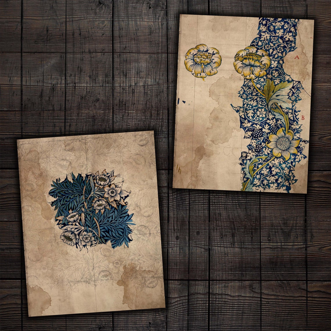 Digital Vintage Blue Pattern Paper Printable Papers for Junk - Etsy