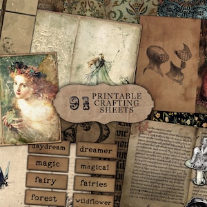 91 Sheets Digital Fairy Tale Bundle for Printable Ephemera, Junk ...