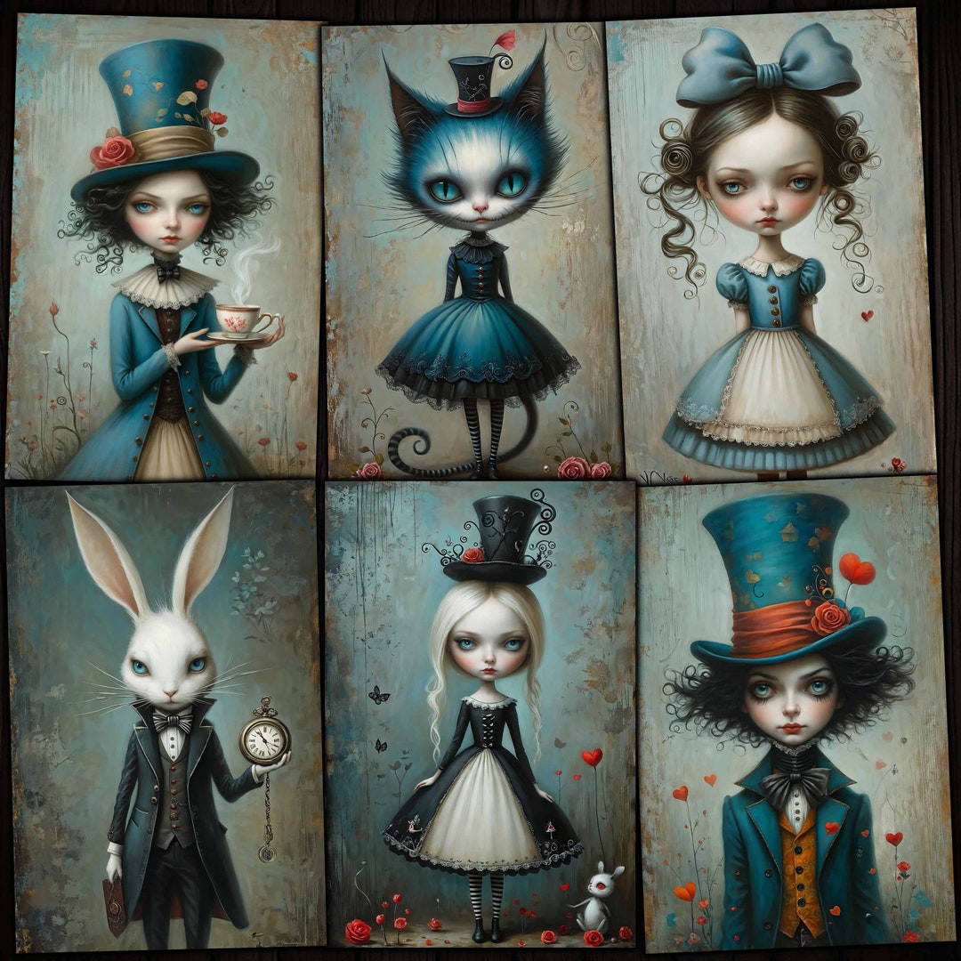 Surreal Gothic Alice in Wonderland Printable Pages for Junk Journals ...