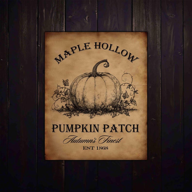 Printable Pumpkin Patch Sign: Rustic Autumn Halloween Decor (digital ...
